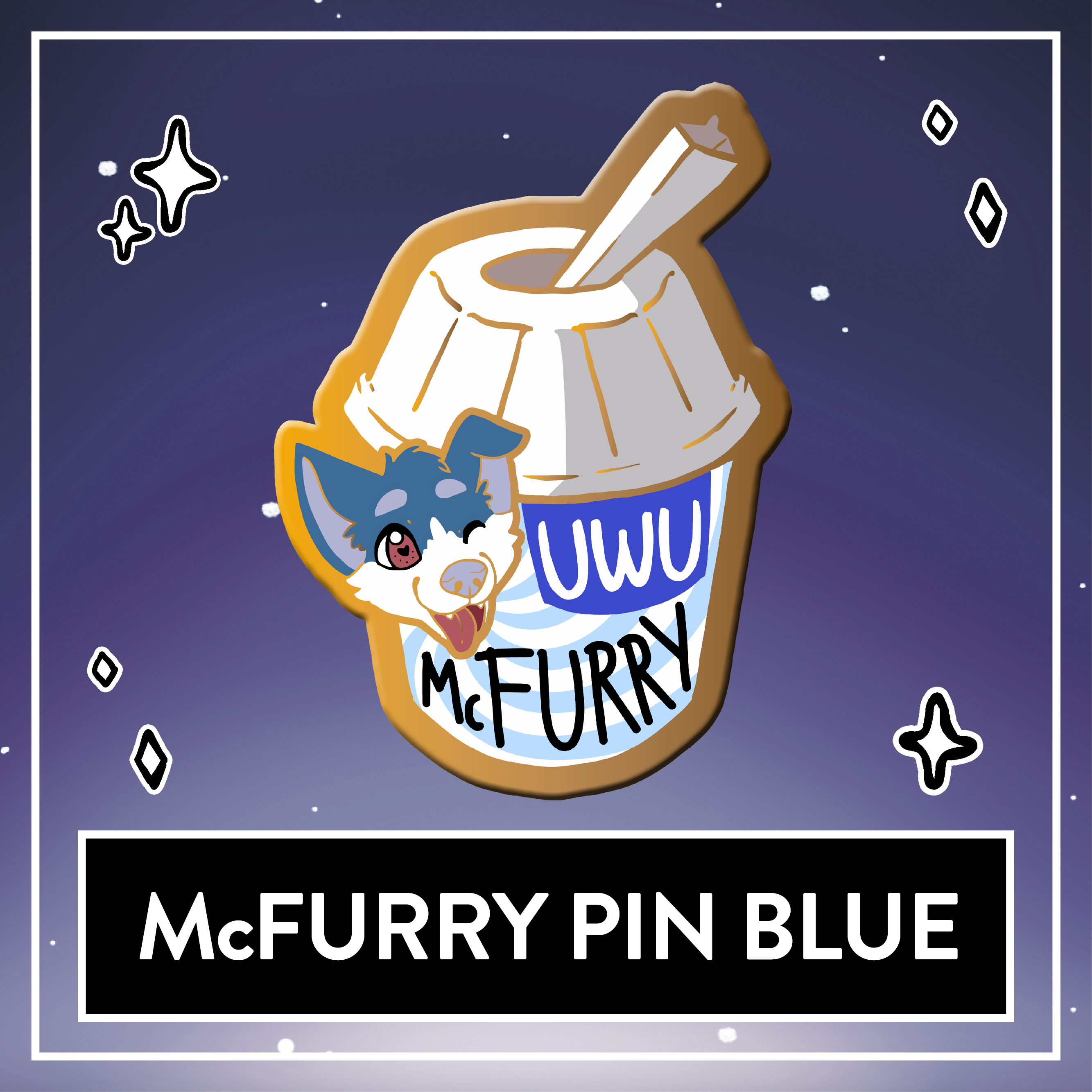 McFurry Pin BLUE - Cute Furry Ice Cream Pin – Myuna Art