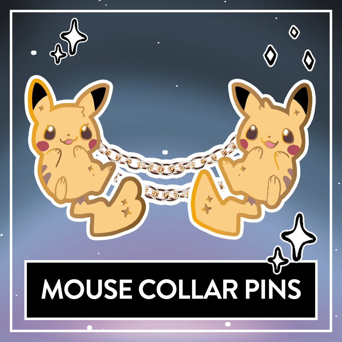 #0025 Mouse Couple Collar Pin Set – Myuna Art